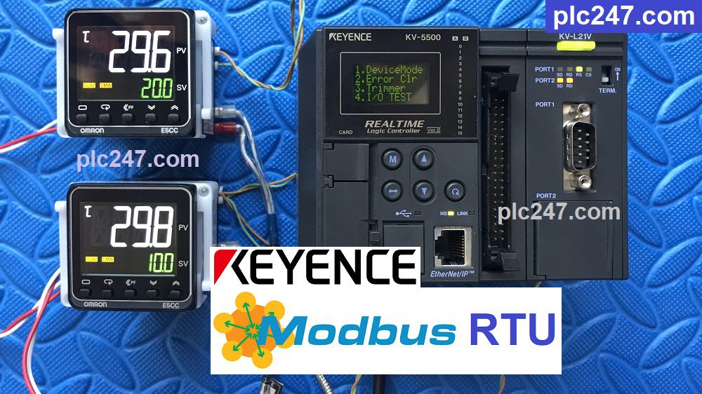PLC Keyence "Modbus RTU" Omron E5CC Tutorial - plc247.com