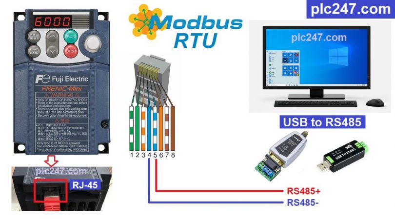 LabView "Modbus RTU" FUJI Frenic Tutorial - plc247.com