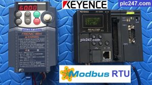 PLC Keyence "Modbus RTU" FUJI FRENIC Tutorial - plc247.com
