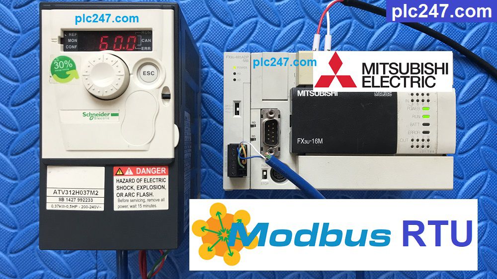ATV312 Schneider "Modbus RTU" FX3U Tutorial - plc247.com