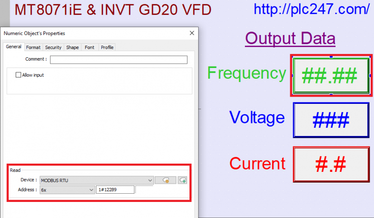 Weintek MT8071iE "Modbus RTU" INVT Goodrive 20 VFD - plc247.com