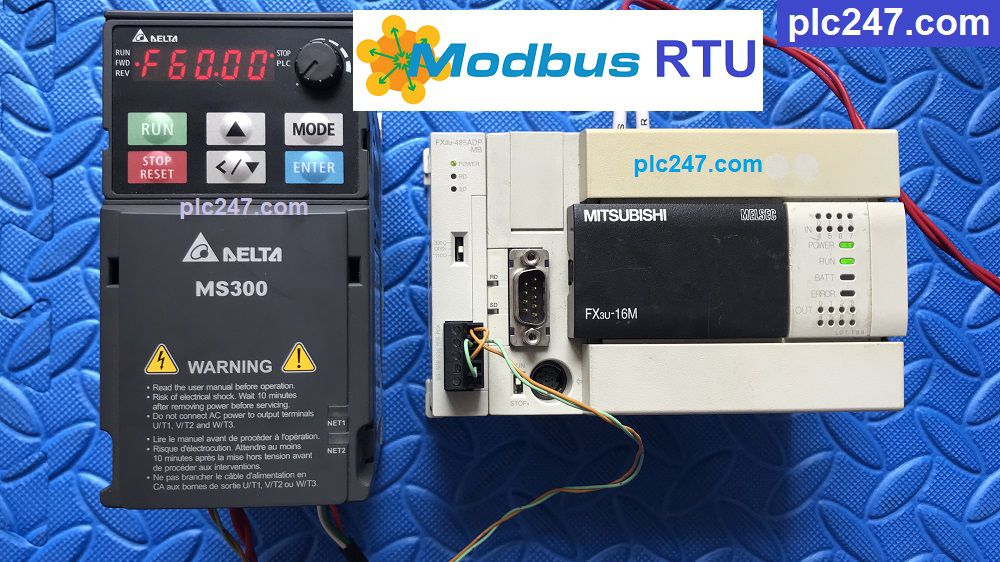 Mitsubishi FX3U "Modbus RTU" DELTA MS300 VFD - plc247.com