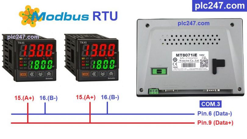 Autonics TK4S & Weintek MT8071iE "Modbus-RTU" Tutorial - plc247.com