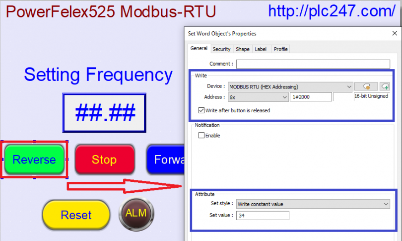 Weintek MT8071iE "Modbus RTU" PowerFlex 525 VFD - plc247.com