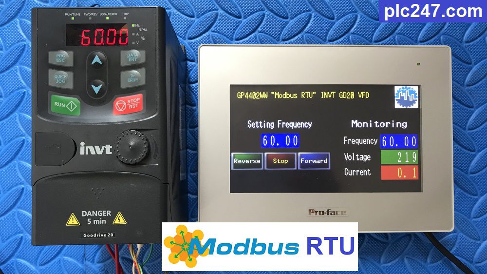HMI Proface "Modbus RTU" INVT GD20 VFD - plc247.com