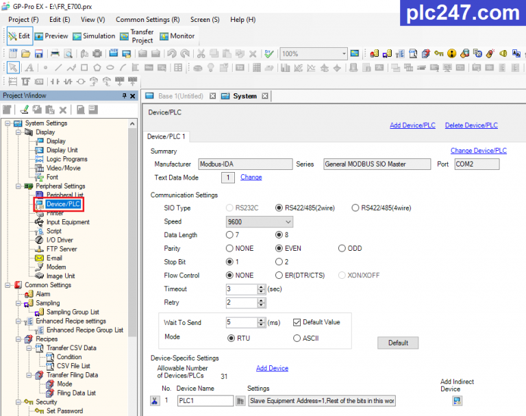HMI Proface "Modbus RTU" Delta VFD-M - plc247.com