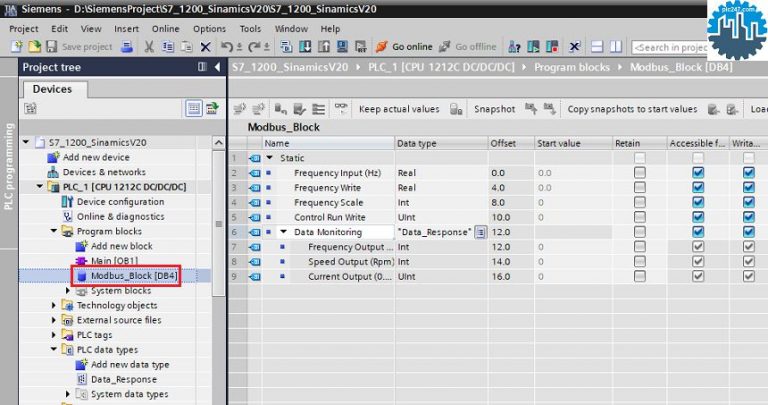 Siemens S7 1200 "Modbus RTU" Siemens Sinamics V20 Tutorial - plc247.com