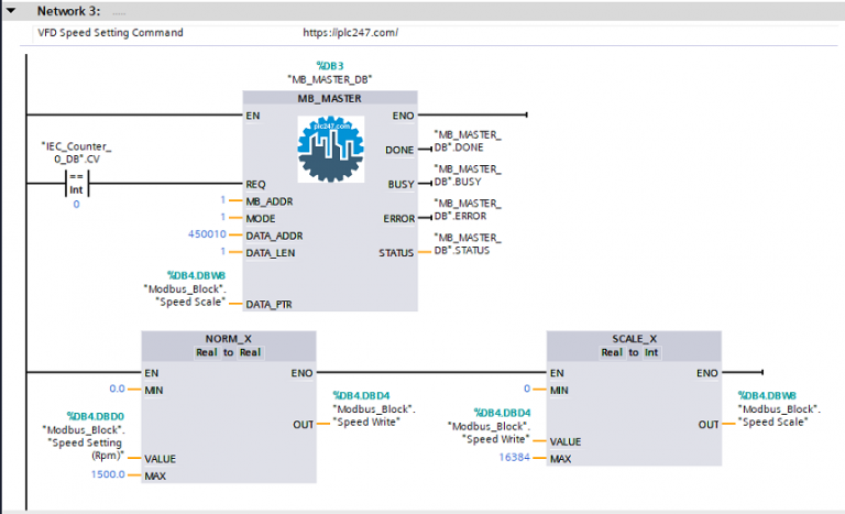 Siemens S7 1200 "Modbus RTU" Danfoss FC302 Tutorial - plc247.com