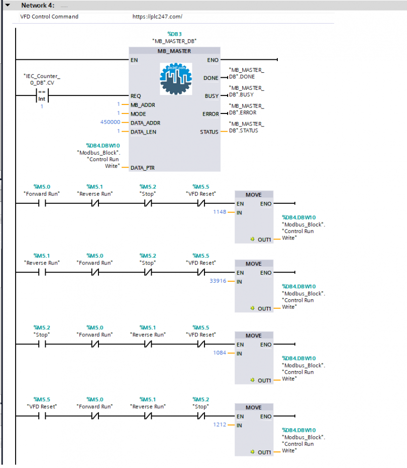 Siemens S7 1200 "Modbus RTU" Danfoss FC302 Tutorial - plc247.com