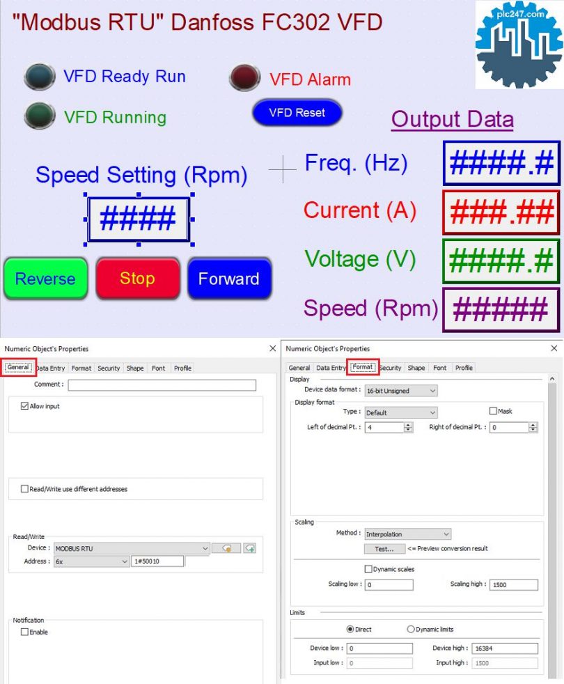 Weintek MT8071iE "Modbus RTU" Danfoss FC302 Tutorial - plc247.com