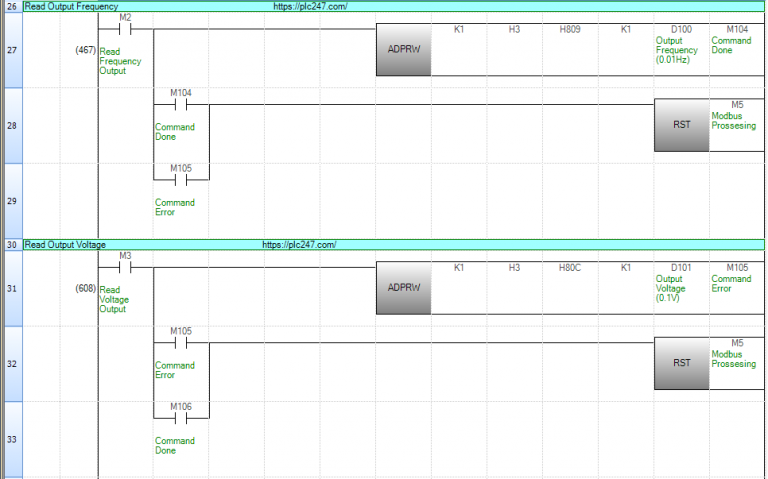 Mitsubishi FX5U "Modbus RTU" FUJI Frenic Tutorial - plc247.com