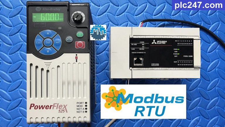Mitsubishi FX5U "Modbus RTU" PowerFlex 525 Tutorial - plc247.com