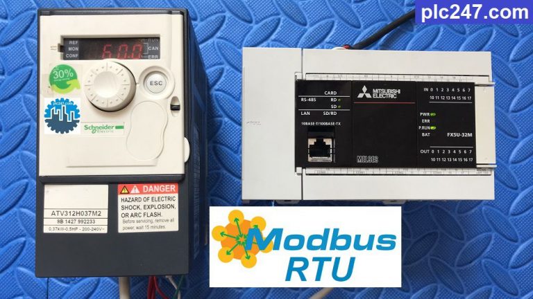 Mitsubishi FX5U "Modbus RTU" Schneider ATV312 Tutorial - plc247.com