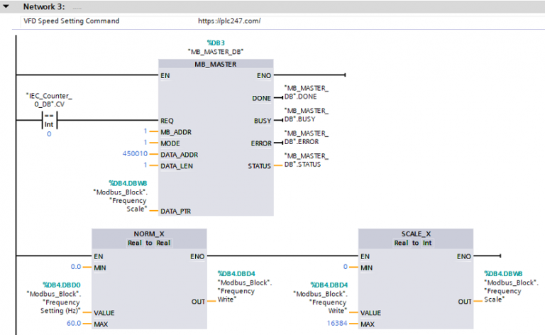 Siemens S7 1200 "Modbus RTU" Danfoss FC51 Tutorial - plc247.com