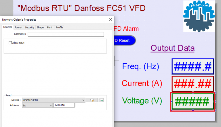 Weintek MT8071iE "Modbus RTU" Danfoss FC51 Tutorial - plc247.com