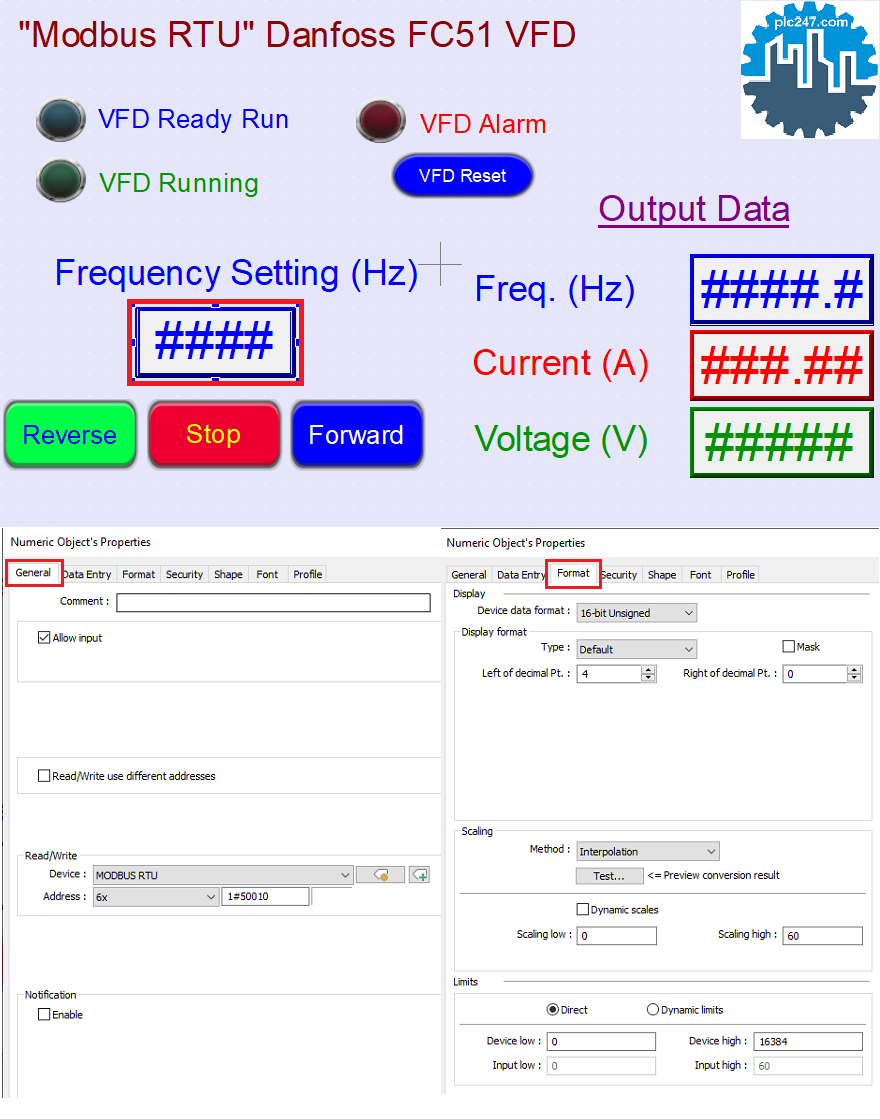 Weintek MT8071iE "Modbus RTU" Danfoss FC51 Tutorial - plc247.com
