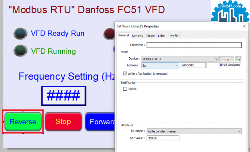 Weintek MT8071iE "Modbus RTU" Danfoss FC51 Tutorial - plc247.com