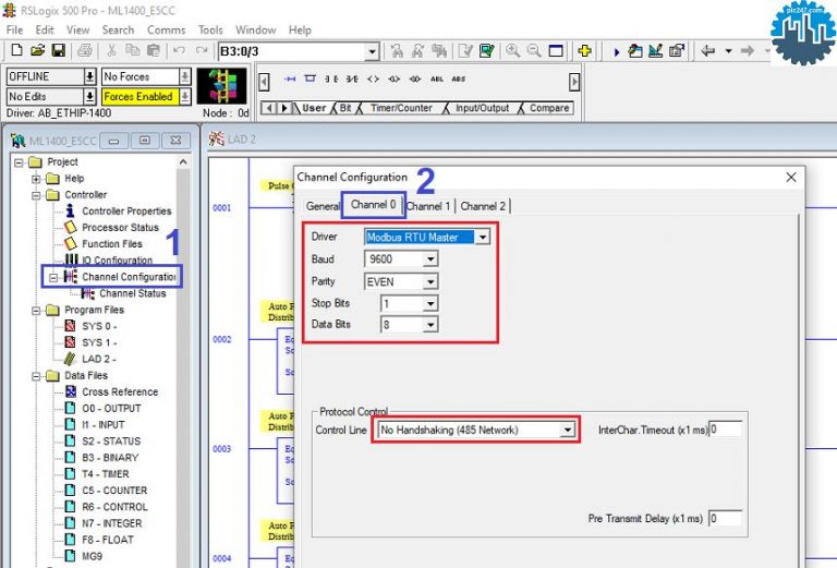 MicroLogix 1400 "Modbus RTU" Mitsubishi FR E720 Tutorial - plc247.com