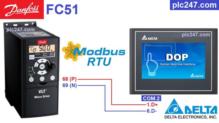 Delta HMI "Modbus RTU" Danfoss FC51 Tutorial - plc247.com