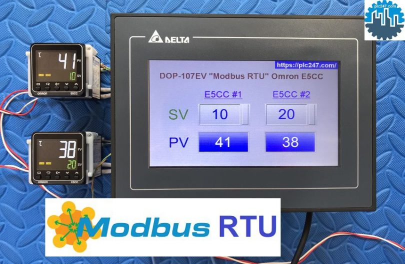 Delta DOP-107EV "Modbus RTU" Omron E5CC Tutorial - plc247.com