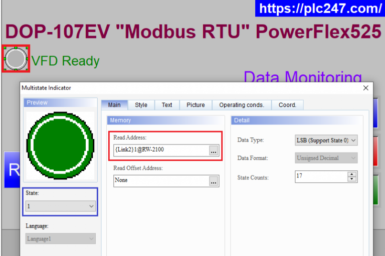 Delta HMI "Modbus RTU" PowerFlex 525 Inverter Tutorial - plc247.com