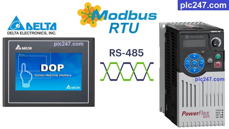 Delta HMI "Modbus RTU" PowerFlex 525 Inverter Tutorial - plc247.com