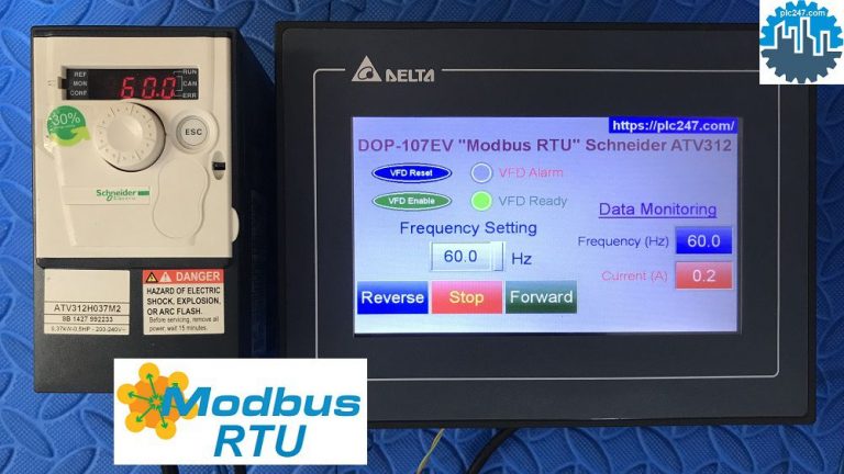 Delta HMI "Modbus RTU" Schneider ATV312 Tutorial - plc247.com