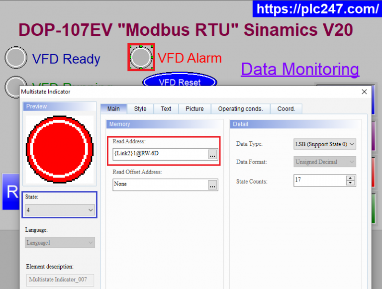 Delta HMI "Modbus RTU" Siemens Sinamics V20 Tutorial - plc247.com