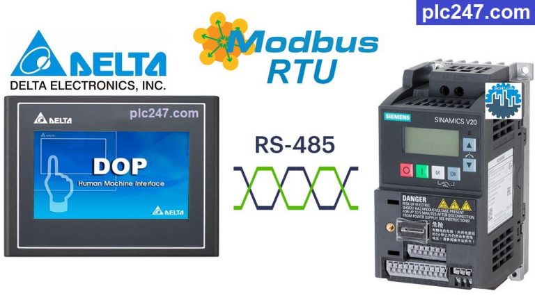 Delta HMI "Modbus RTU" Siemens Sinamics V20 Tutorial - plc247.com