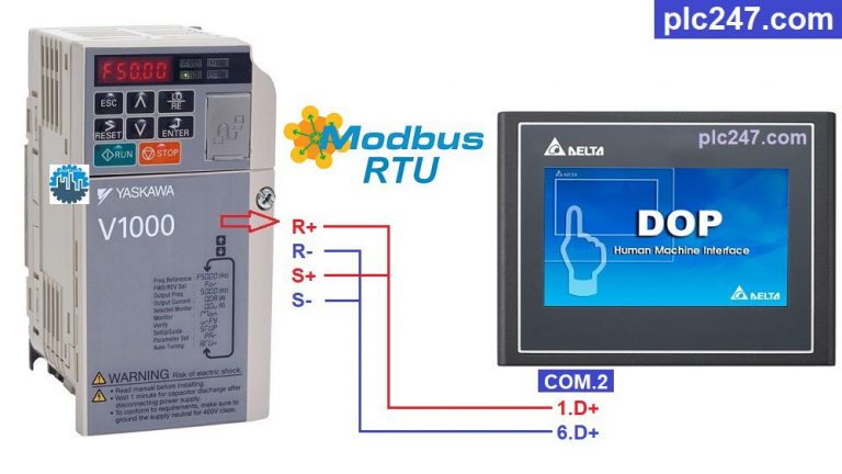 Delta HMI "Modbus RTU" Yaskawa V1000 Tutorial - plc247.com