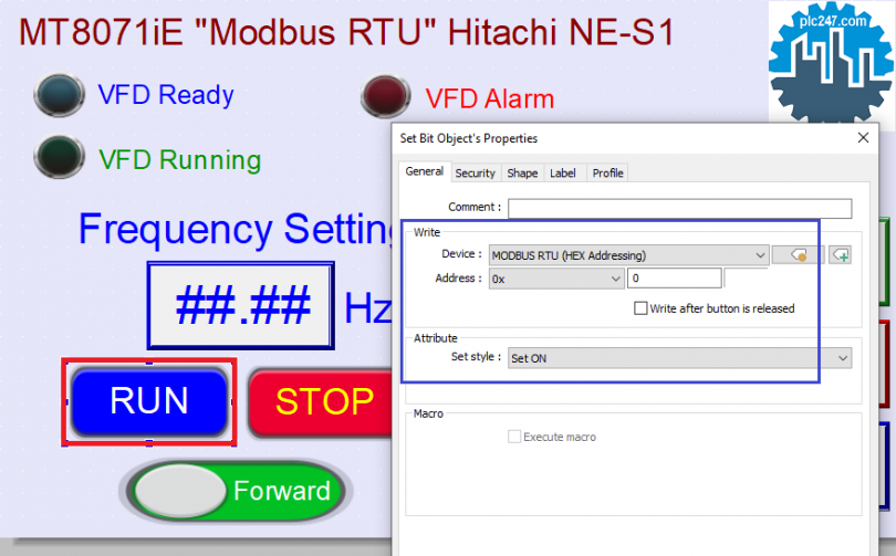 Weintek MT8071iE "Modbus RTU" Hitachi NE S1 Tutorial - plc247.com
