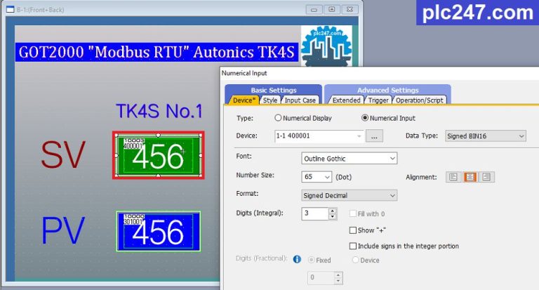 Mitsubishi HMI "Modbus RTU" Autonics TK4S Tutorial - plc247.com