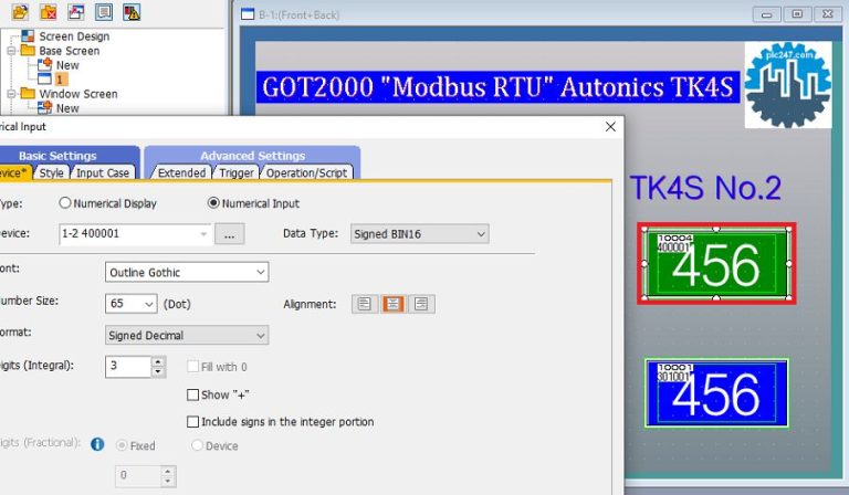 Mitsubishi HMI "Modbus RTU" Autonics TK4S Tutorial - plc247.com