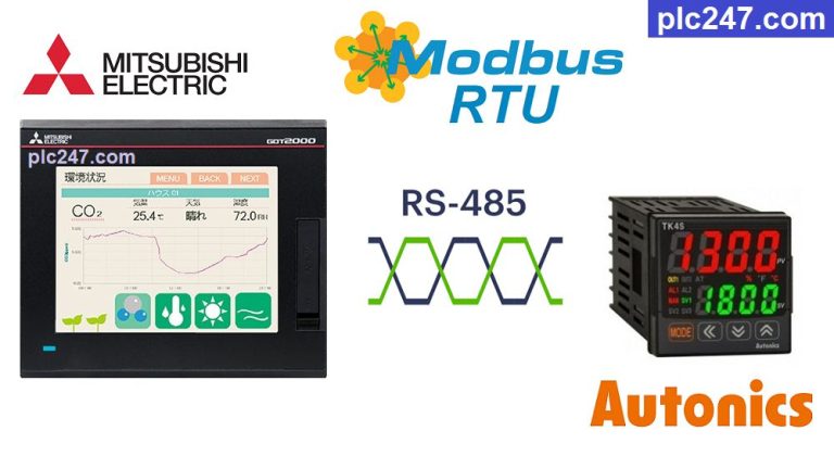 Mitsubishi HMI "Modbus RTU" Autonics TK4S Tutorial - plc247.com