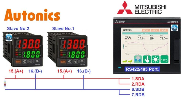 Mitsubishi HMI "Modbus RTU" Autonics TK4S Tutorial - plc247.com