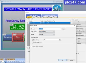 Mitsubishi HMI "Modbus RTU" FR-E720 Inverter Tutorial - plc247.com