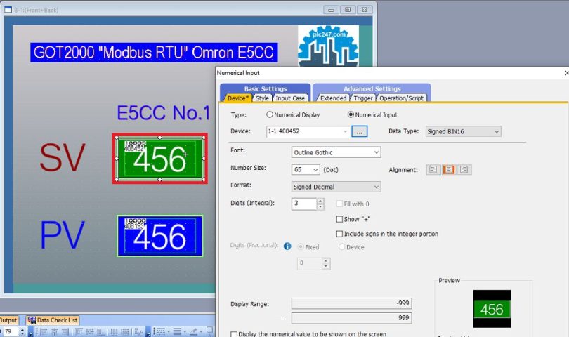 Mitsubishi GT2505 "Modbus RTU" Omron E5CC Tutorial - plc247.com