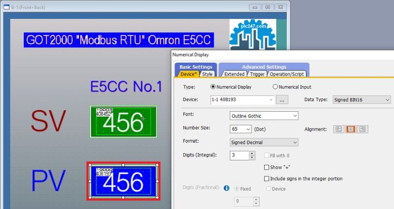 Mitsubishi GT2505 "Modbus RTU" Omron E5CC Tutorial - plc247.com