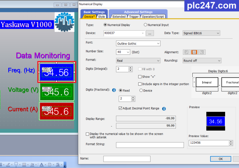 Mitsubishi HMI "Modbus RTU" Yaskawa V1000 Tutorial - plc247.com