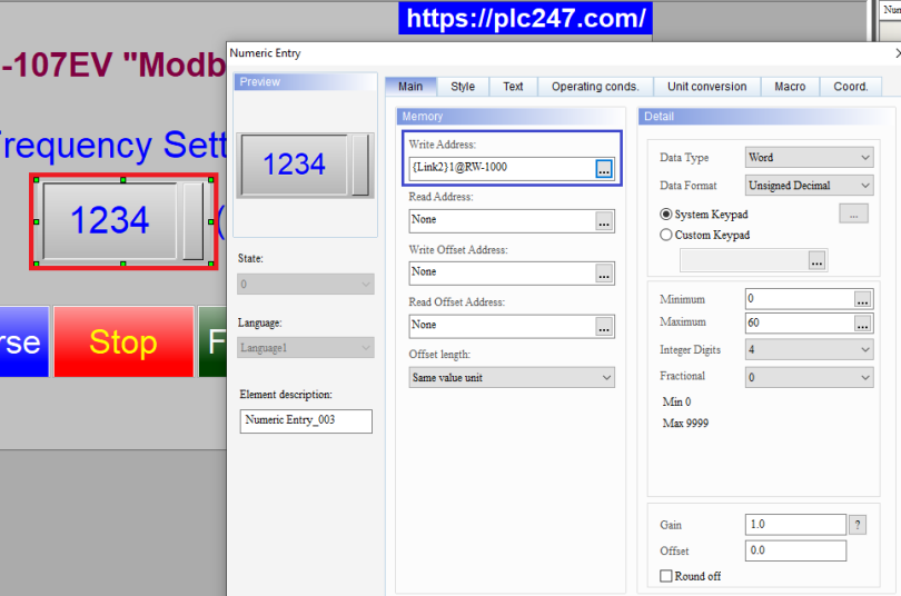 HMI Delta "Modbus RTU" Inovance MD200 Tutorial - plc247.com