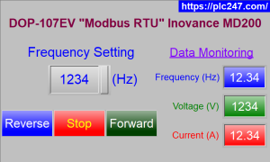 HMI Delta "Modbus RTU" Inovance MD200 Tutorial - plc247.com