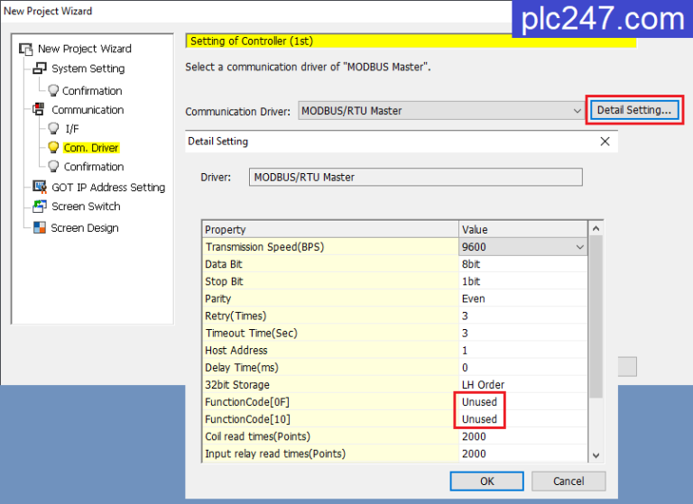 Mitsubishi HMI "Modbus RTU" Hitachi NE-S1 Tutorial - plc247.com