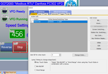 Mitsubishi HMI "Modbus RTU" Danfoss FC302 Tutorial - plc247.com