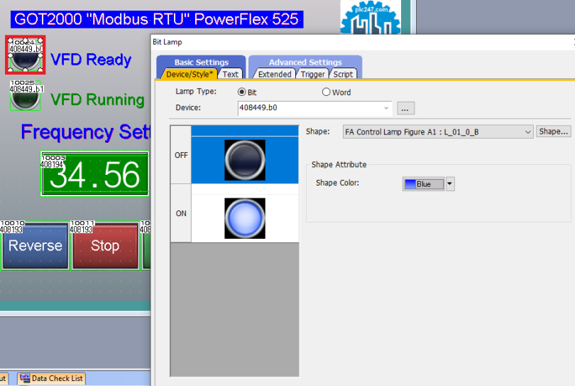 Mitsubishi HMI "Modbus RTU" PowerFlex 525 Tutorial - plc247.com