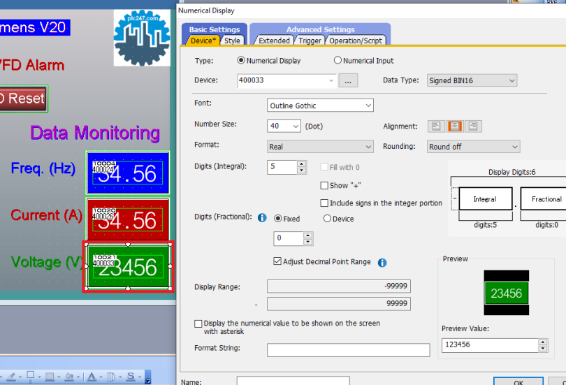 Mitsubishi HMI "Modbus RTU" Siemens V20 Tutorial - plc247.com