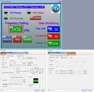 Mitsubishi HMI "Modbus RTU" Siemens V20 Tutorial - plc247.com