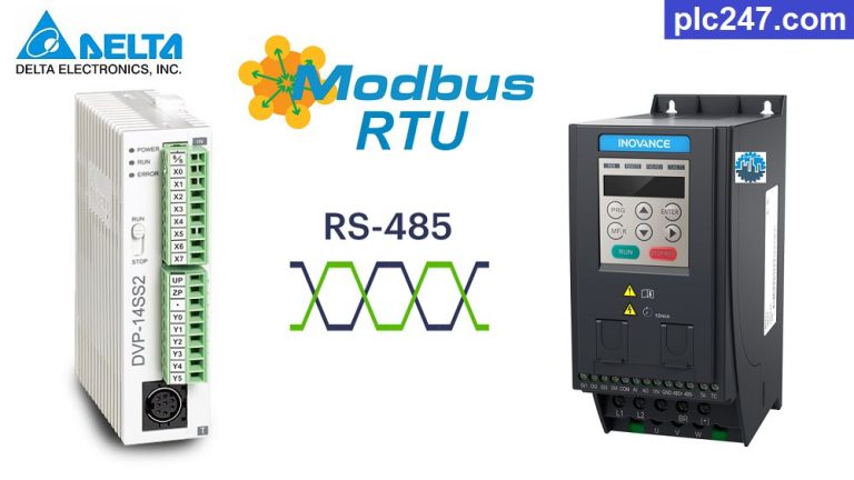 PLC Delta "Modbus RTU" Inovance MD200 Tutorial - plc247.com