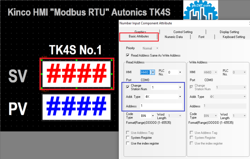 HMI Kinco "Modbus RTU" Omron TK4S Tutorial - plc247.com
