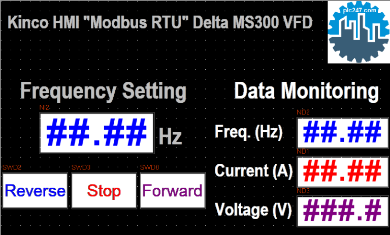 HMI Kinco "Modbus RTU" Delta MS300 Tutorial - plc247.com