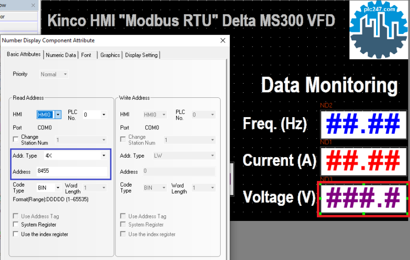 HMI Kinco "Modbus RTU" Delta MS300 Tutorial - plc247.com